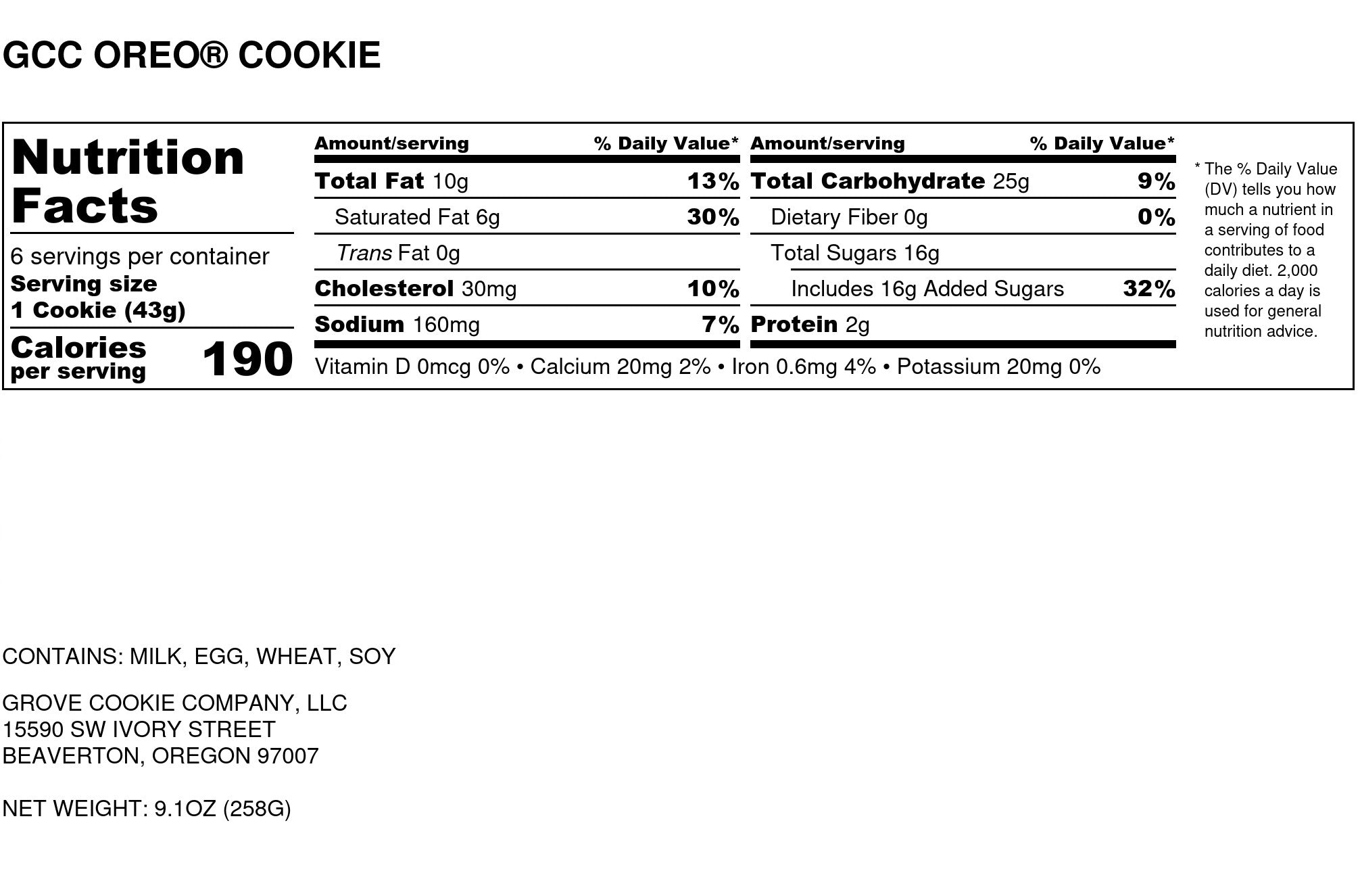 Nutrition | Grove Cookie Company